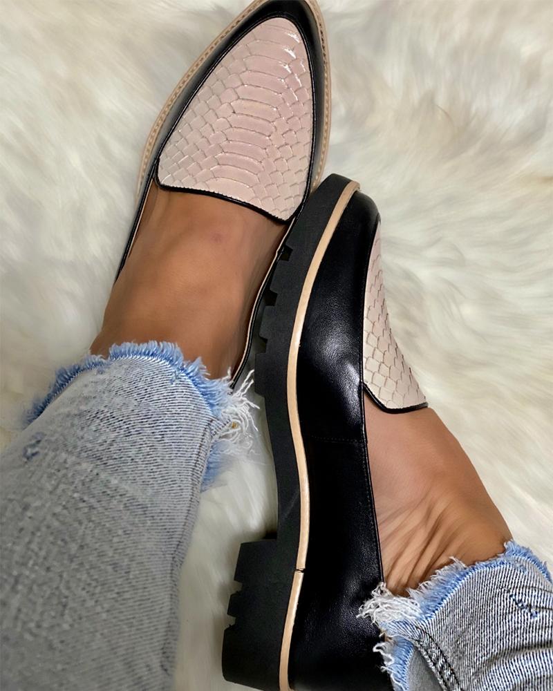 Croc Embossed Pointed Toe Flatform Loafers – verytown